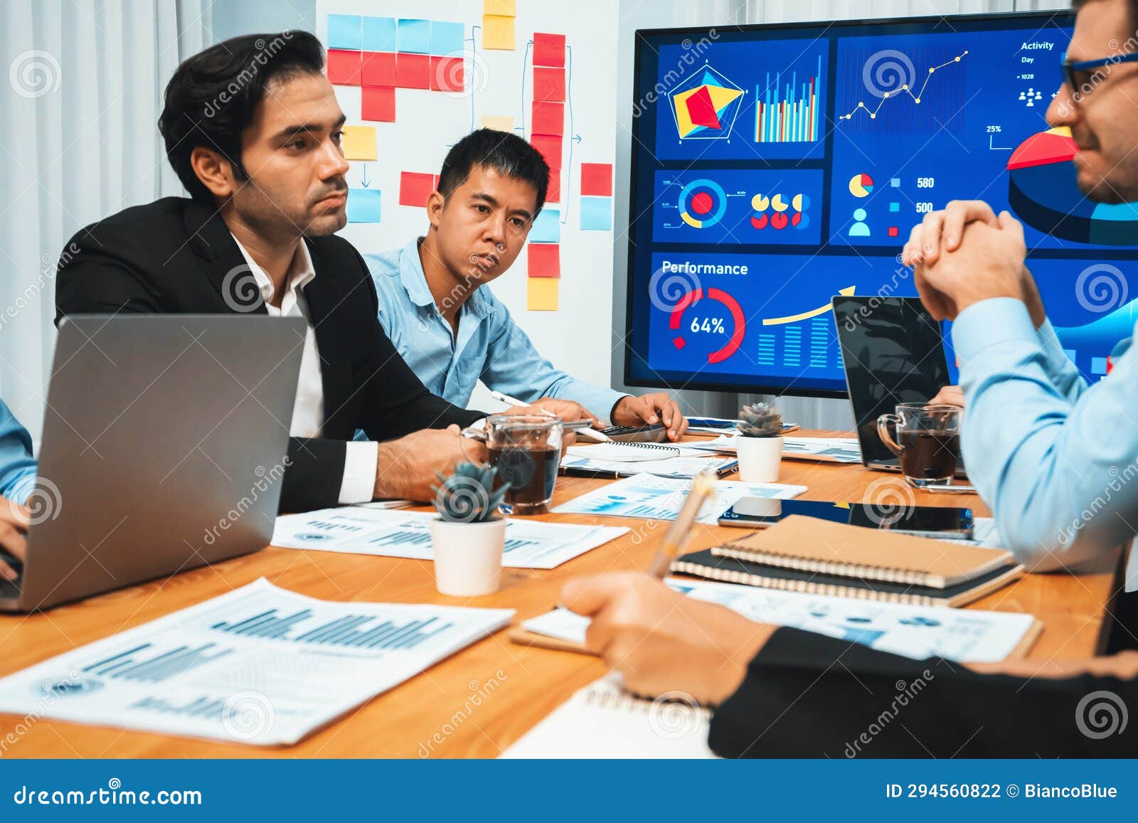 Group of Business Analyst Team Analyzing Financial Data Report ...