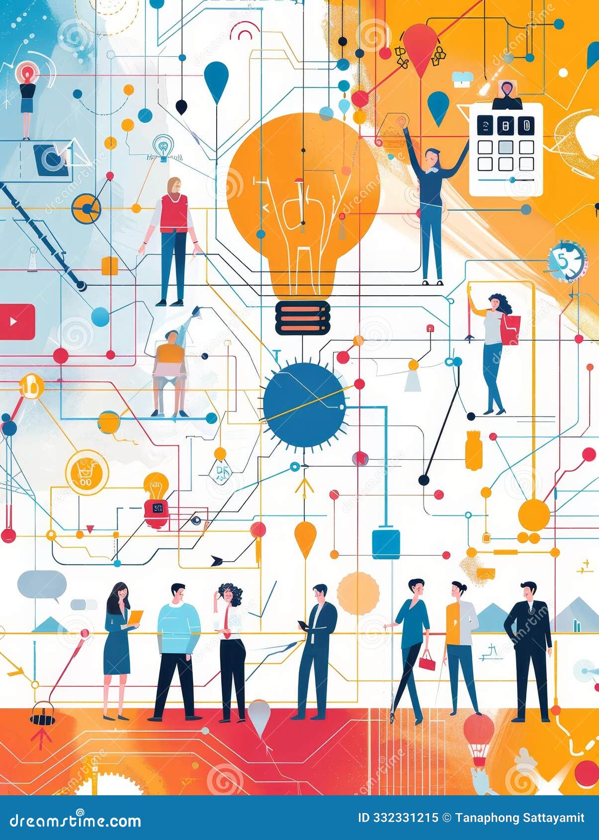 A Diverse Group Of Business People Collaborate On A Project Symbolizing ...