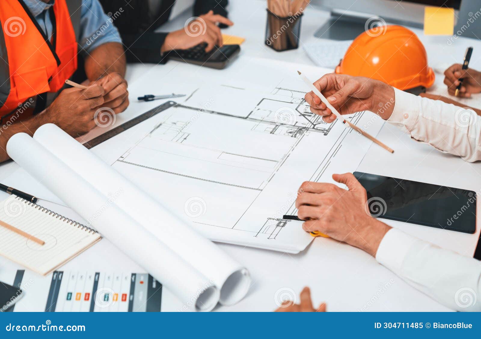 Diverse Group of Civil Engineer and Client Working on Architect ...