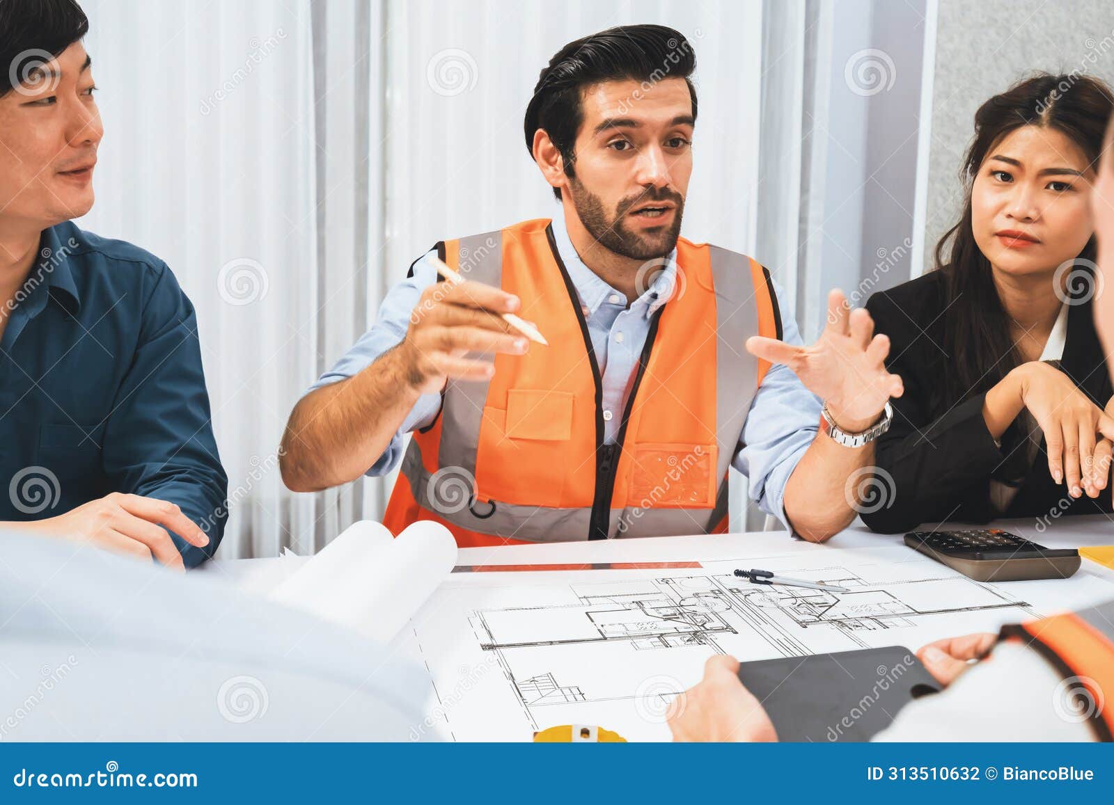 Diverse Group of Civil Engineer and Client Working on Architect ...