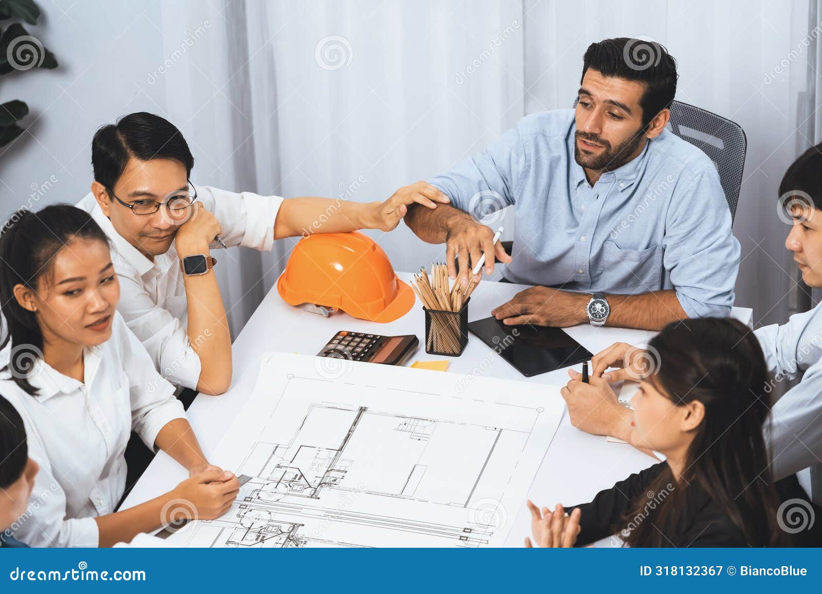 Diverse Group of Civil Engineer and Client Working on Architect ...