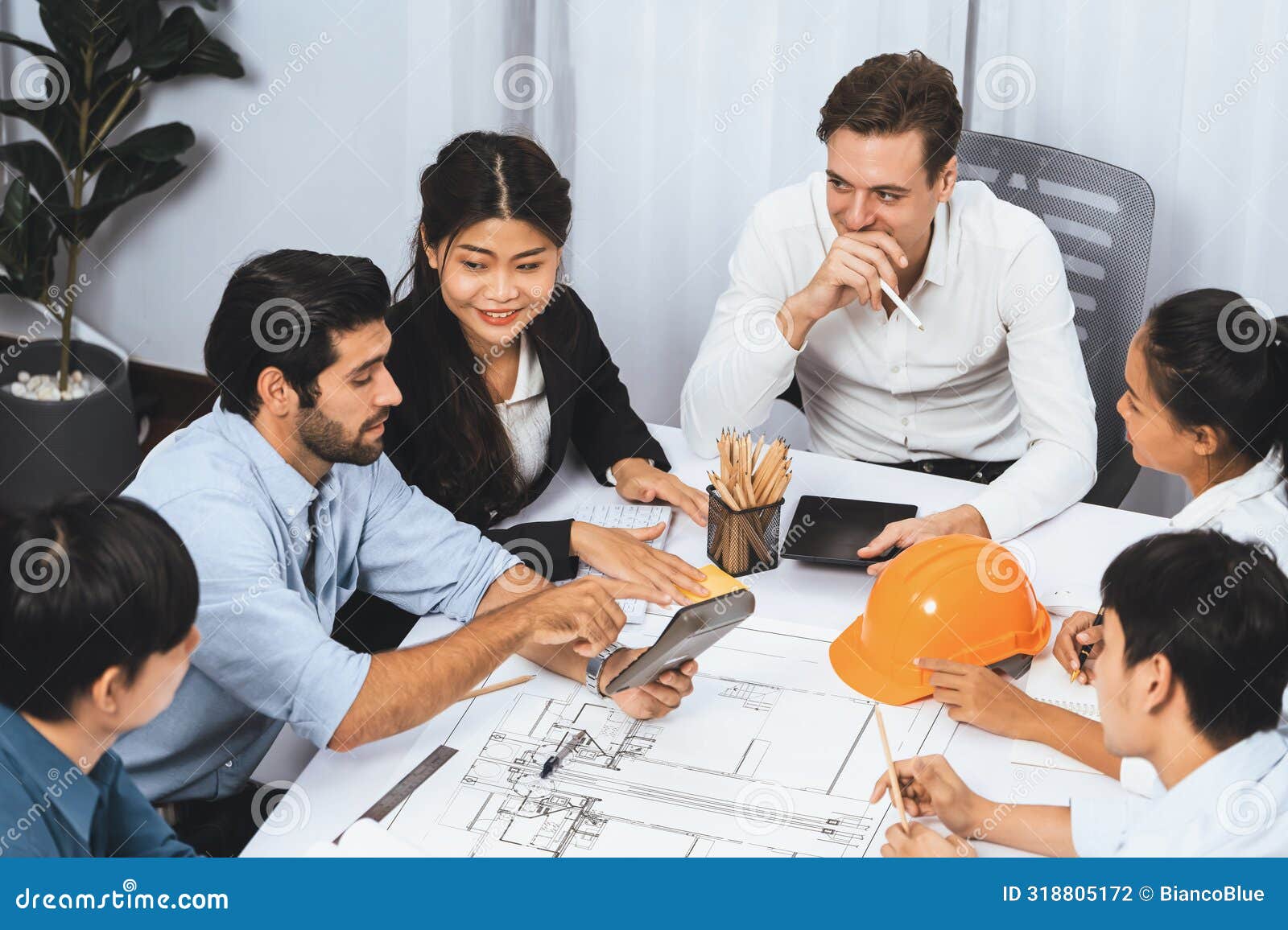 Diverse Group of Civil Engineer and Client Working on Architect ...
