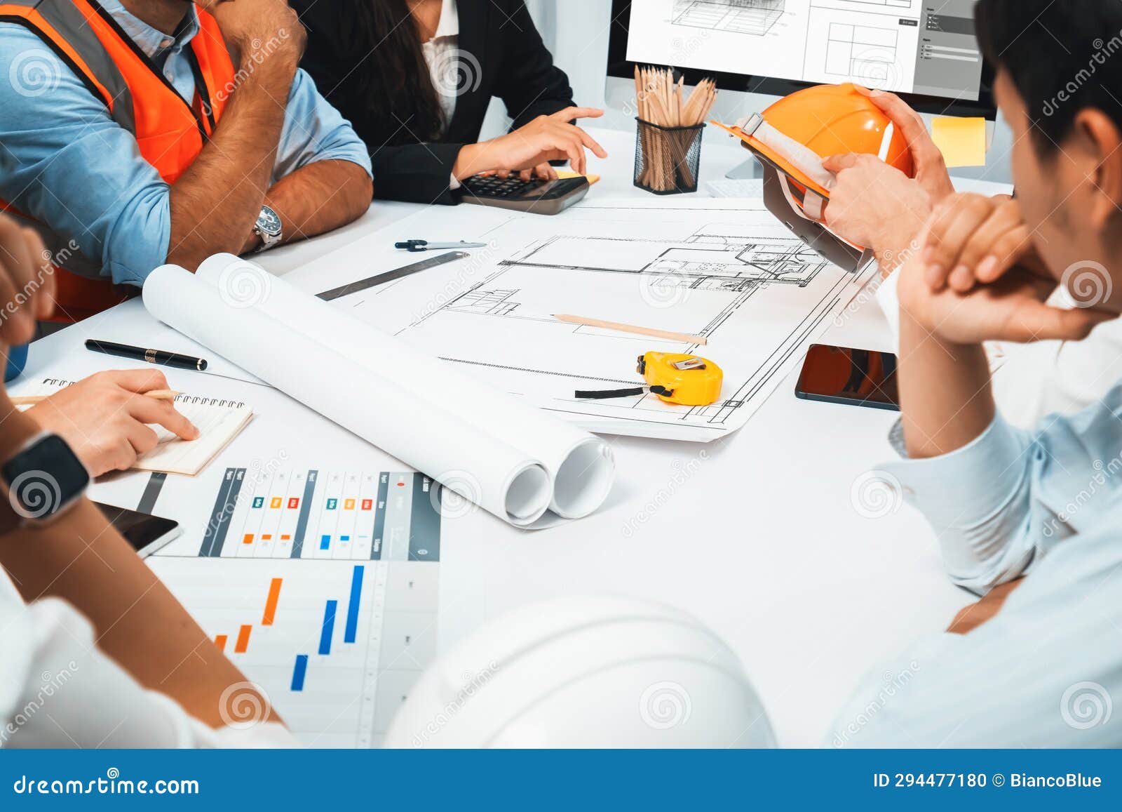 Diverse Group of Civil Engineer and Client Working on Architect ...