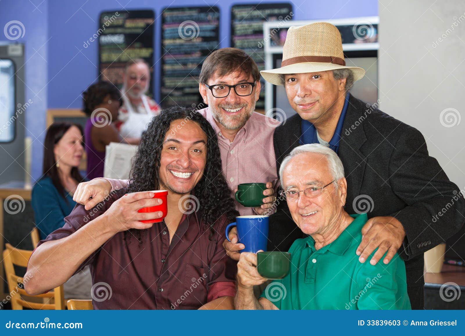 Diverse Group with Coffee Mugs Stock Image - Image of handsome, cheers ...