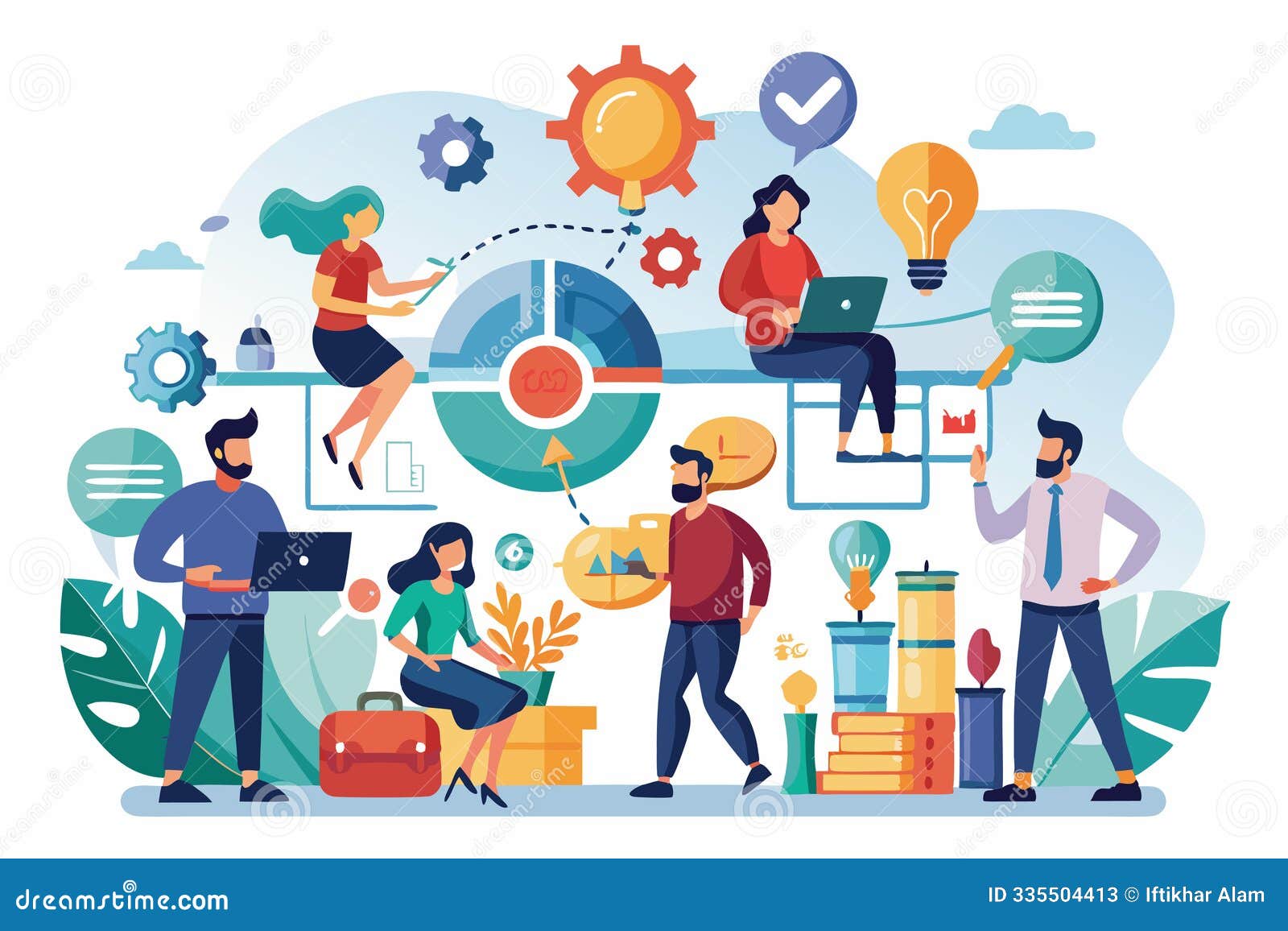 A Diverse Group Collaborates in a Lively Workspace, Focused on Problem ...