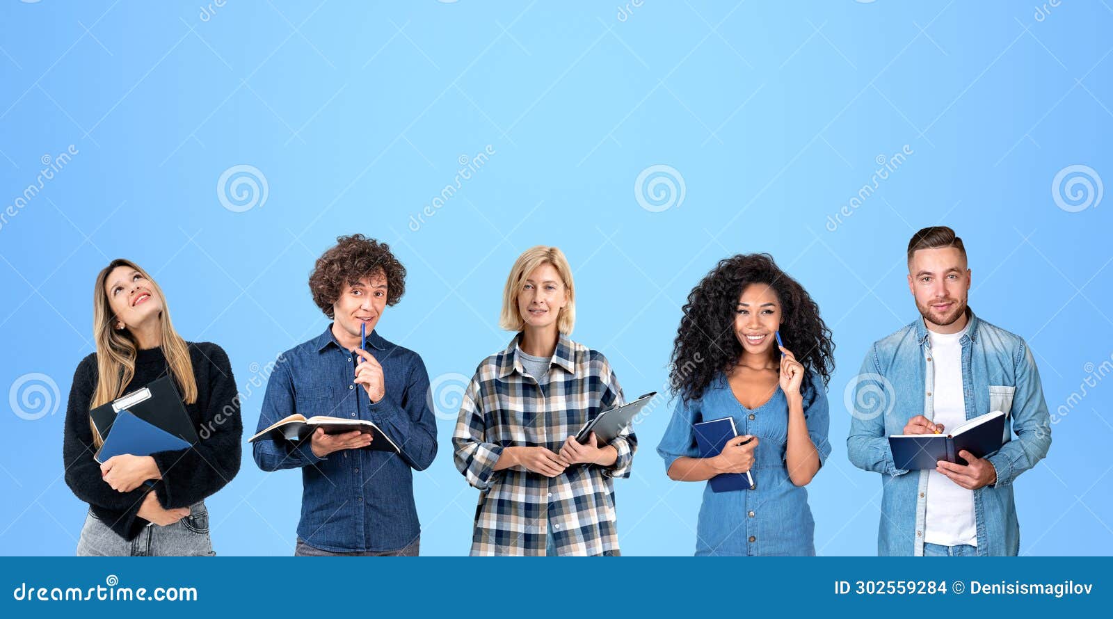 Diverse Group of College Students Thinking Stock Photo - Image of book ...