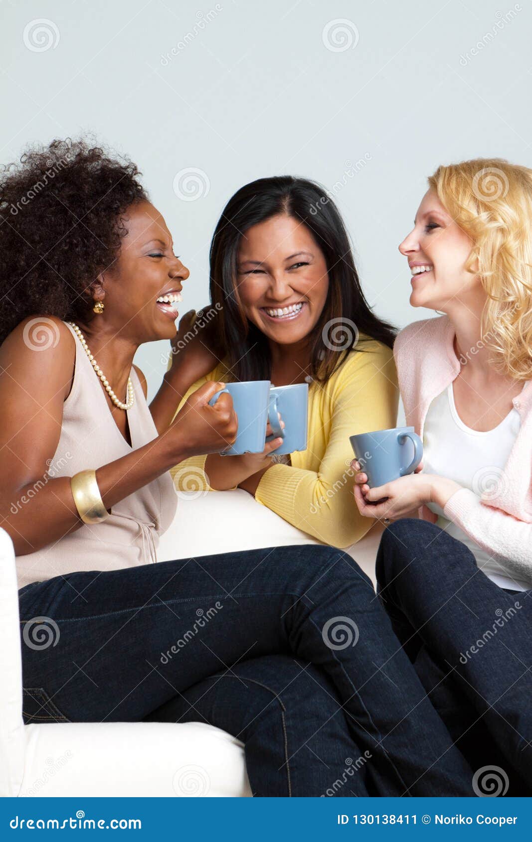 Diverse Group of Friends Having Coffee and Talking. Stock Image - Image ...