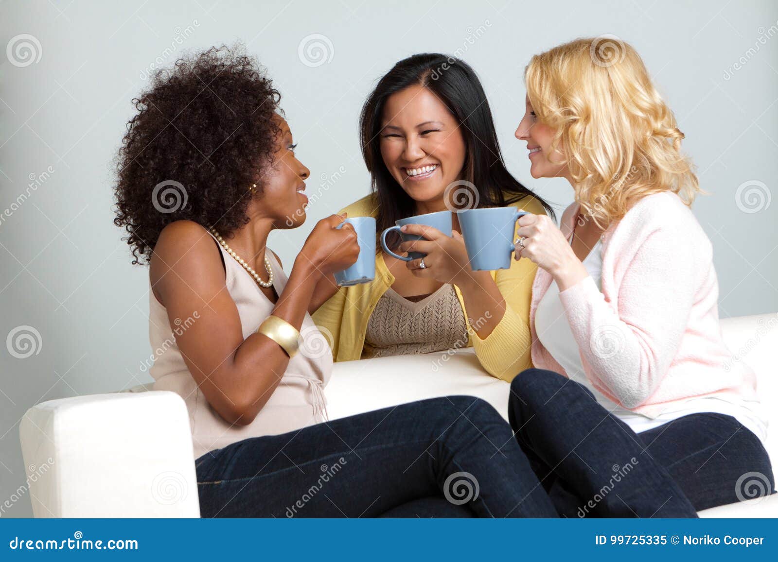 Diverse Group of Friends Having Coffee and Talking. Stock Image - Image ...