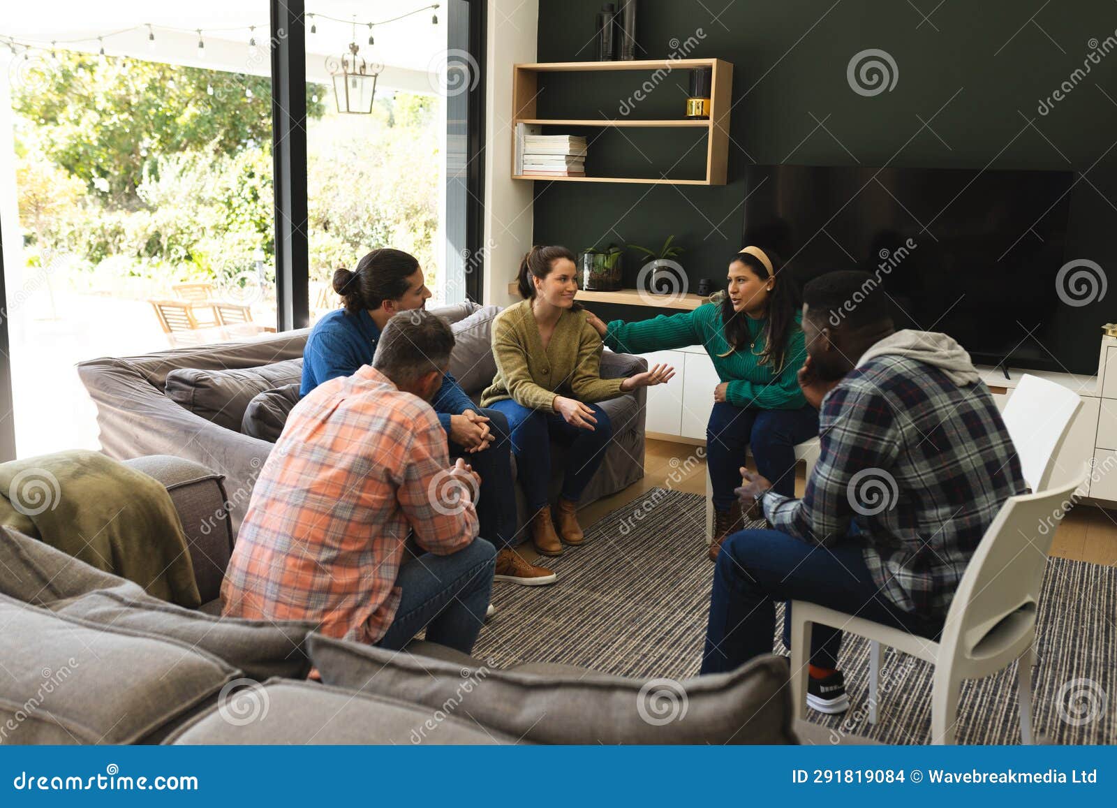 Diverse Group of Friends Talking and Supporting Each Other on Therapy ...
