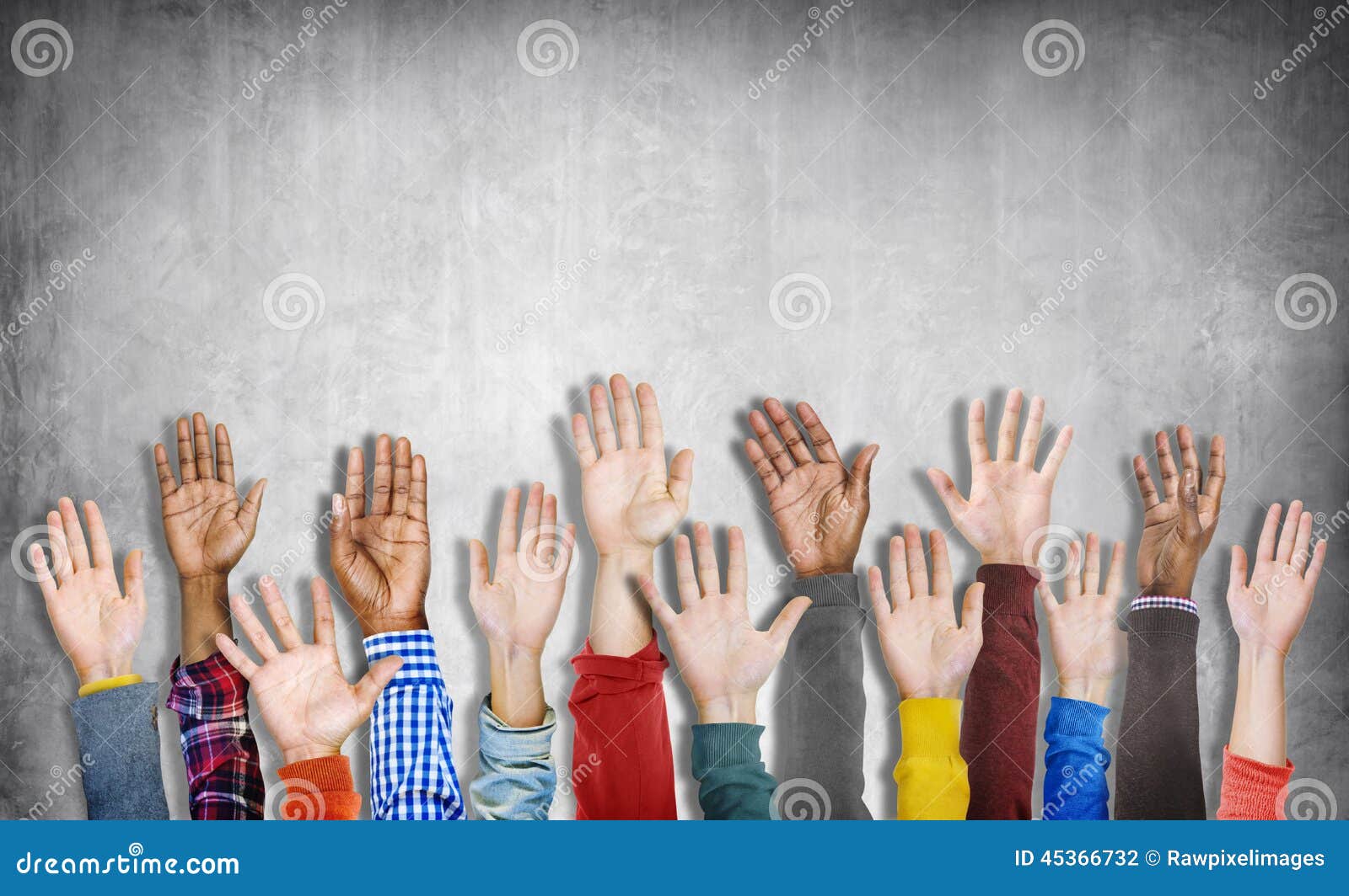 Diverse Group of Hands Raised Stock Photo - Image of diverse ...