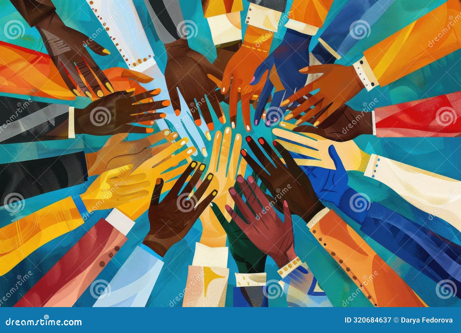 Diverse Group Hands Together in Unity, Multicultural Teamwork Concept ...