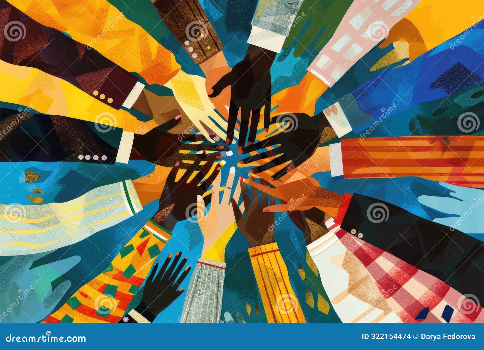 Diverse Group Hands Together in Unity, Multicultural Teamwork Concept ...