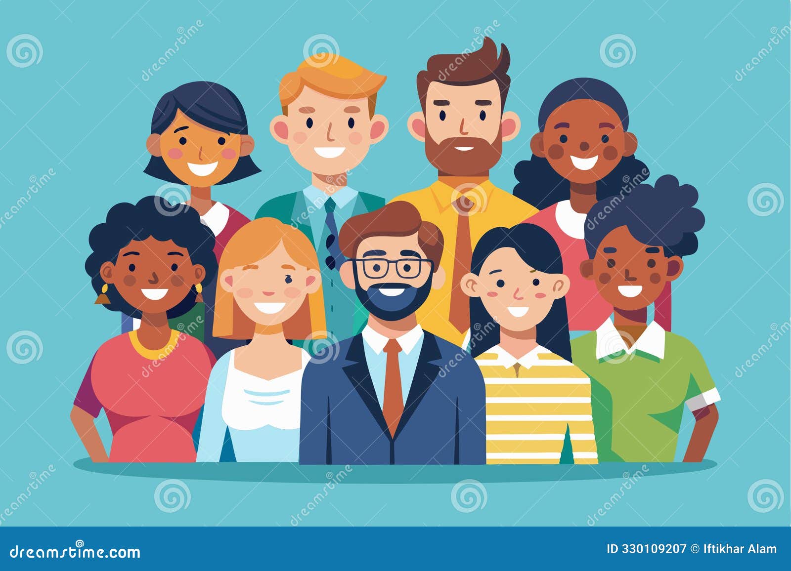 A Diverse Group of Happy Employees Stands Together, Showcasing Unity ...