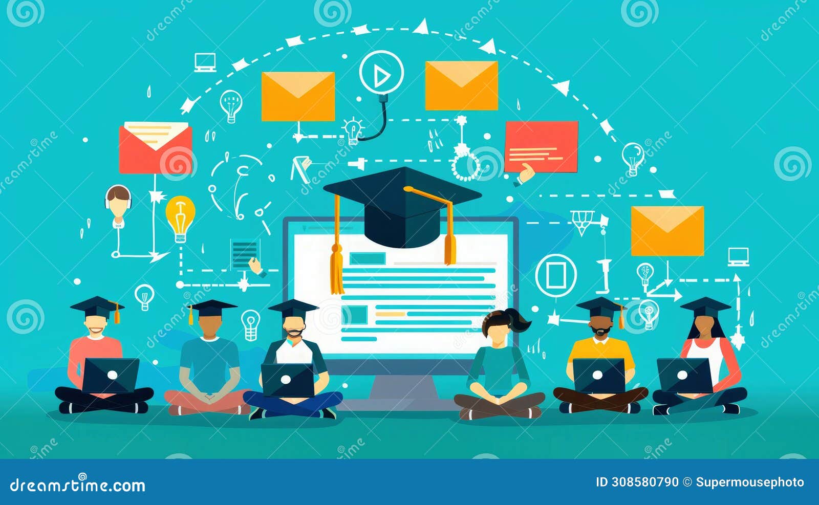 The Digital Collective Consciousness Stock Illustration - Illustration ...