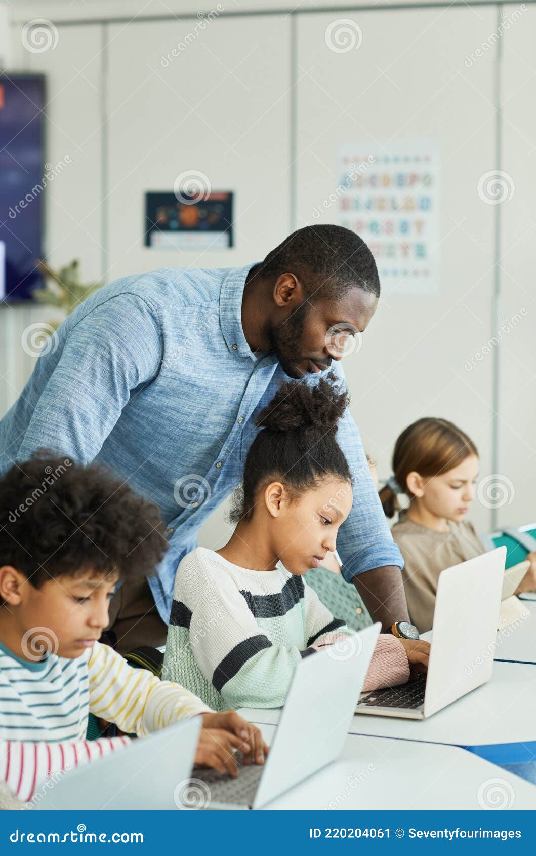 Diverse Group of Kids in it Class Stock Image - Image of development ...