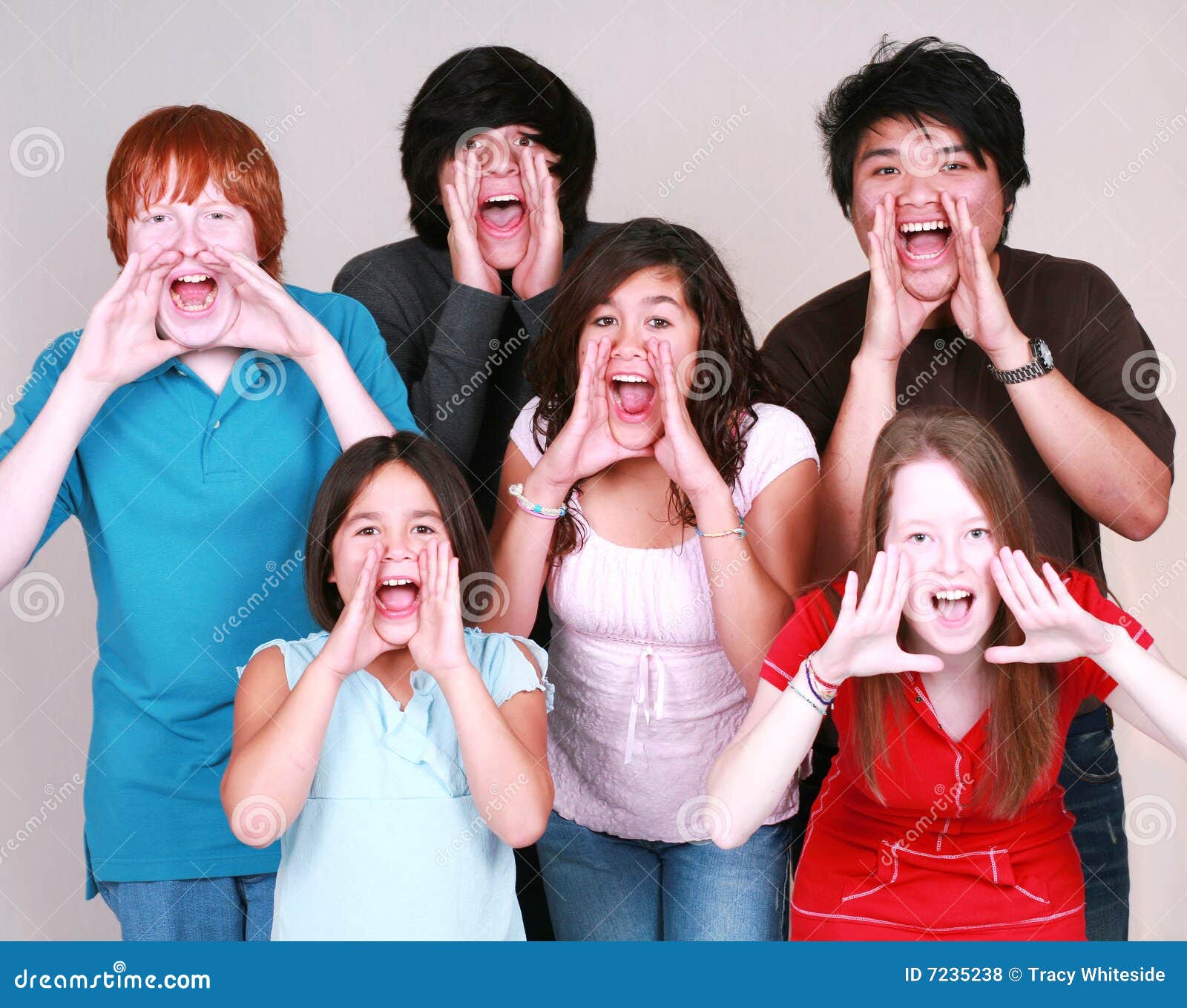 Diverse Group of Kids Shouting Stock Photo - Image of brunette, hands ...