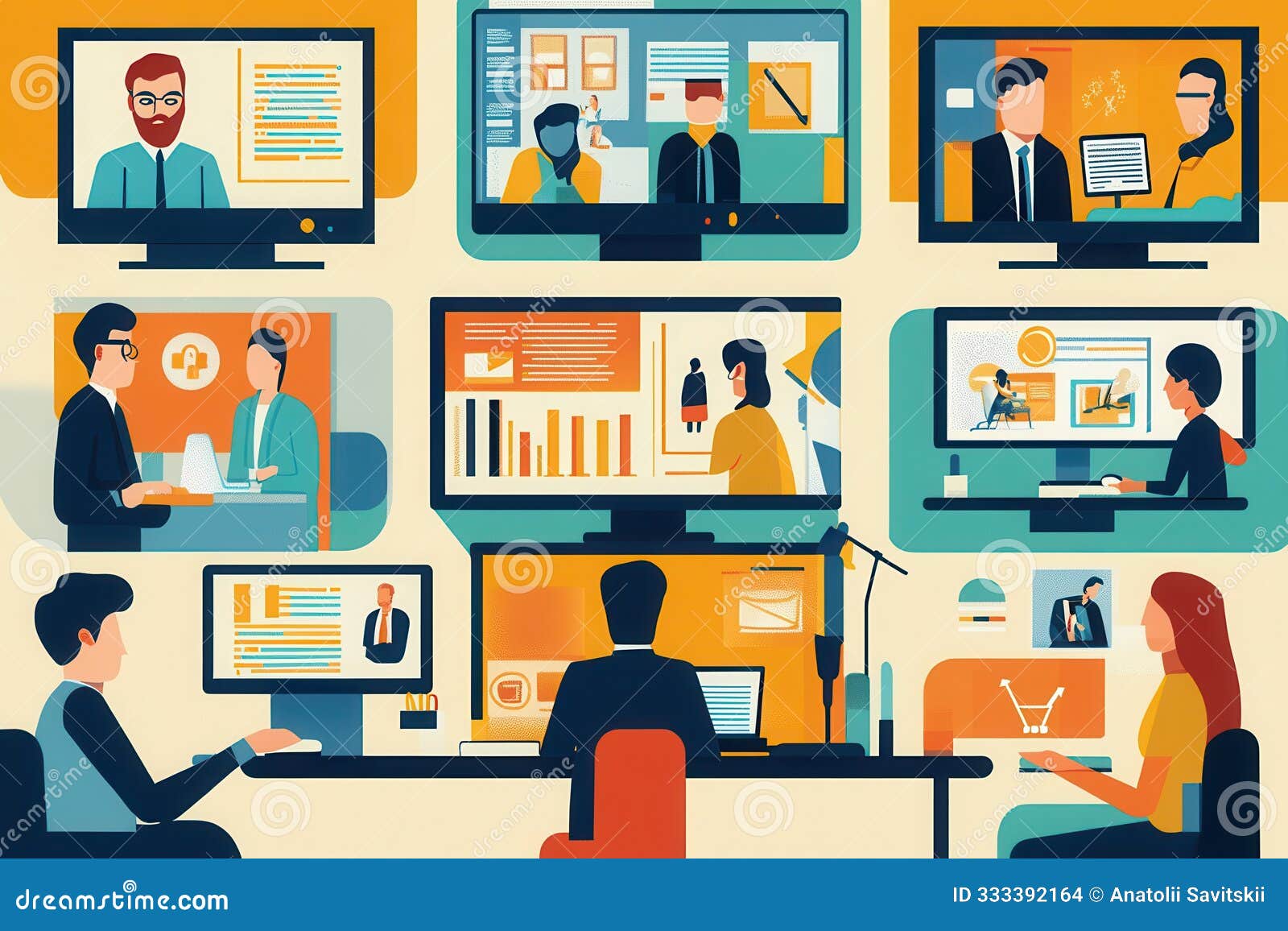 A Diverse Group of People Engage in Collaboration in a Modern Workspace ...