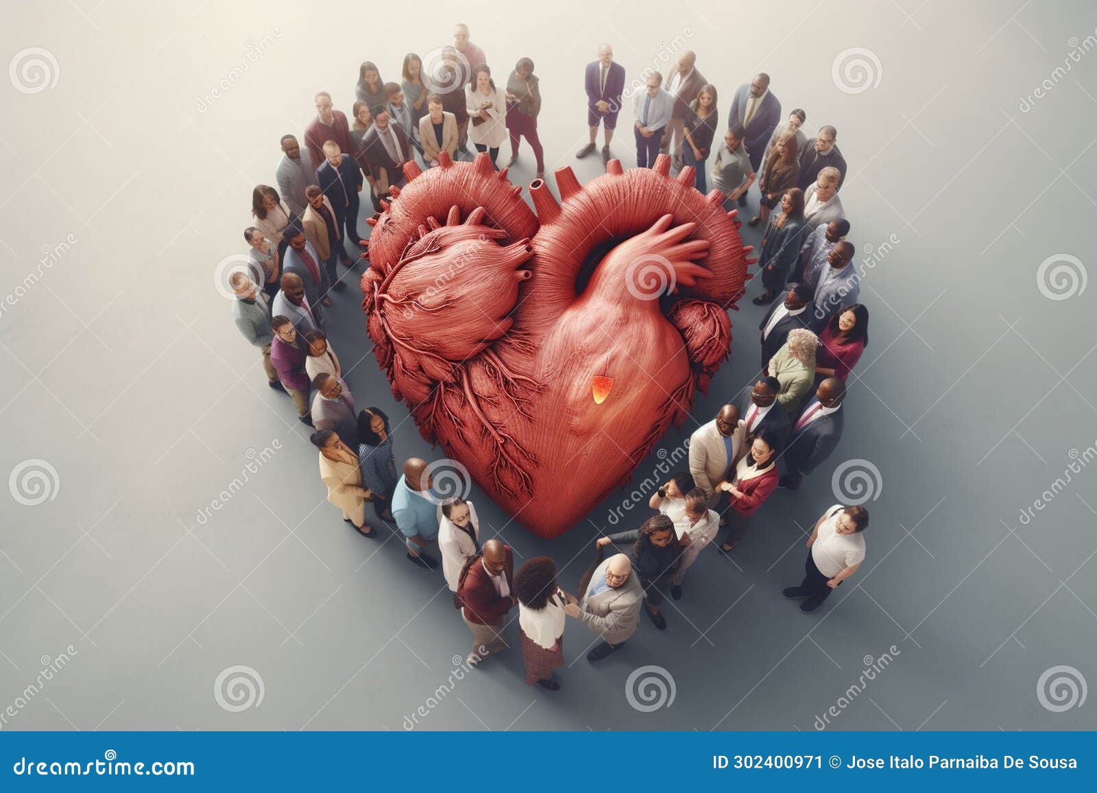 Diverse Group of People Forming a Heart Shape Stock Illustration ...