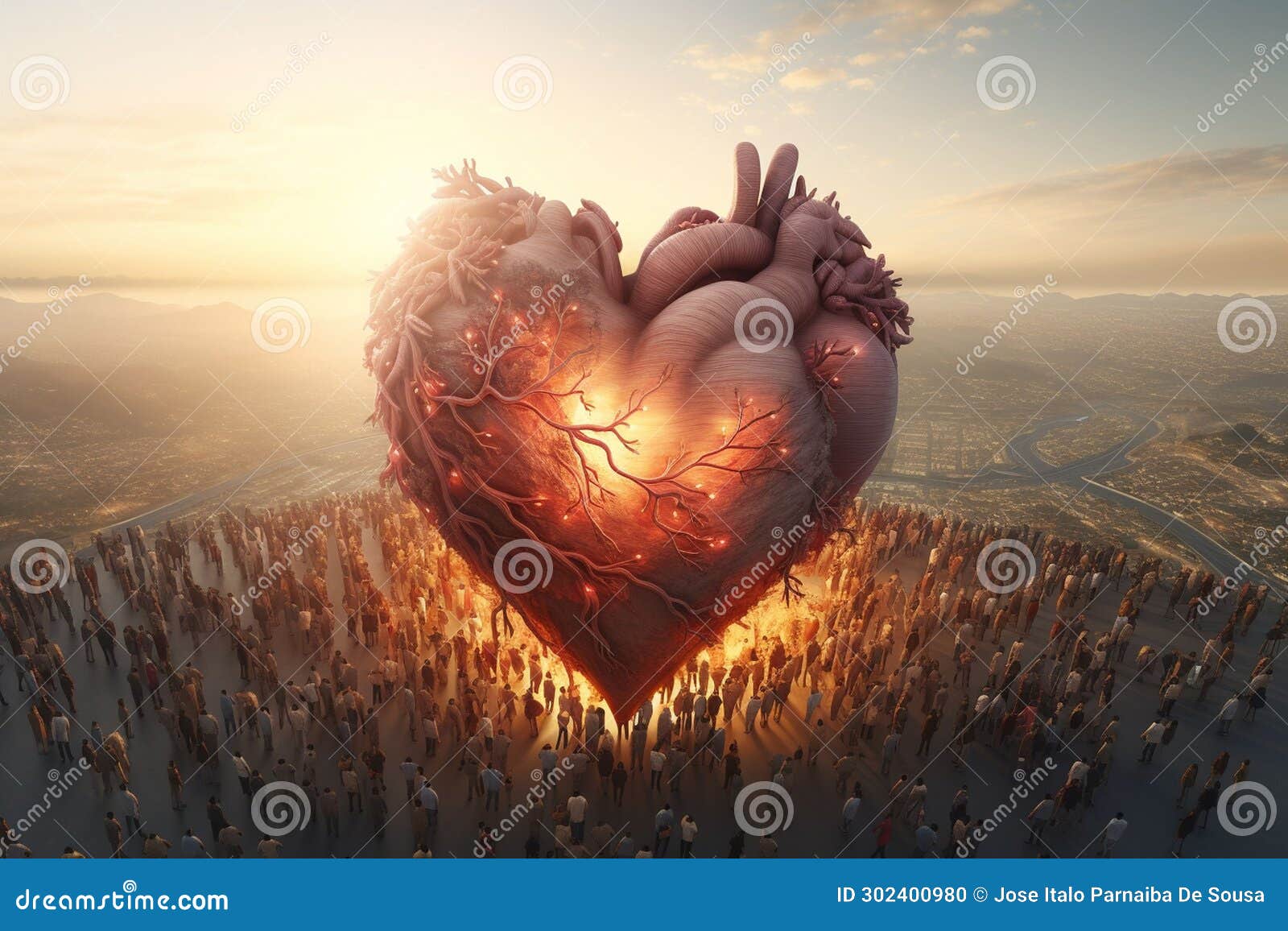 Diverse Group of People Forming a Heart Shape Stock Illustration ...