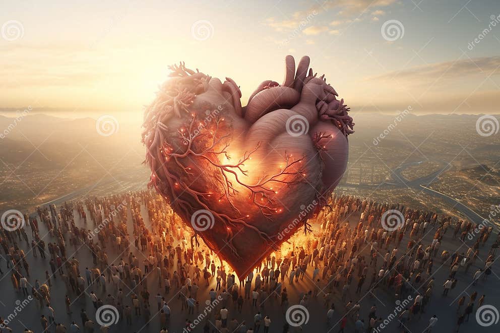 Diverse Group of People Forming a Heart Shape Stock Illustration ...