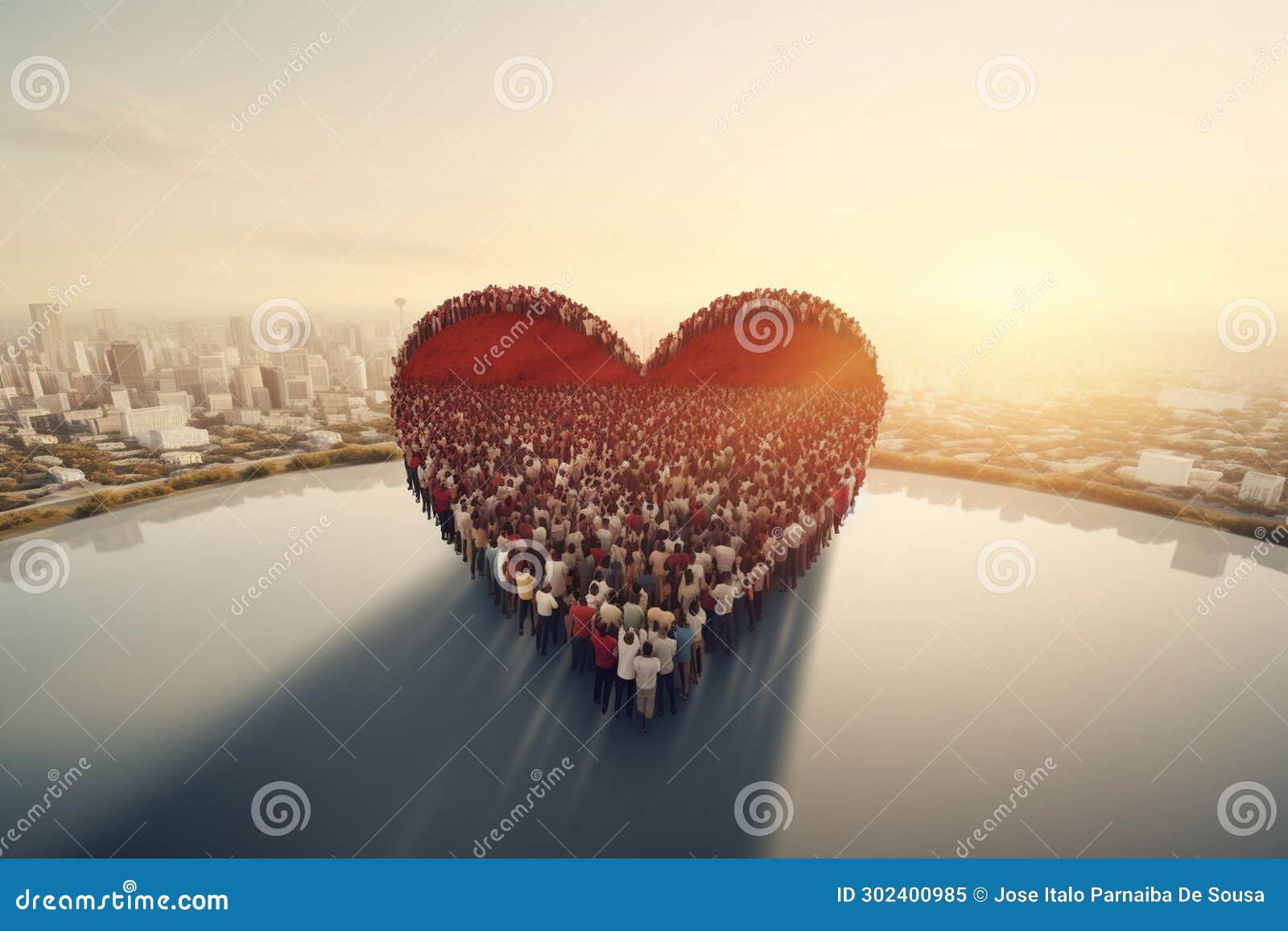 Diverse Group of People Forming a Heart Shape Stock Illustration ...