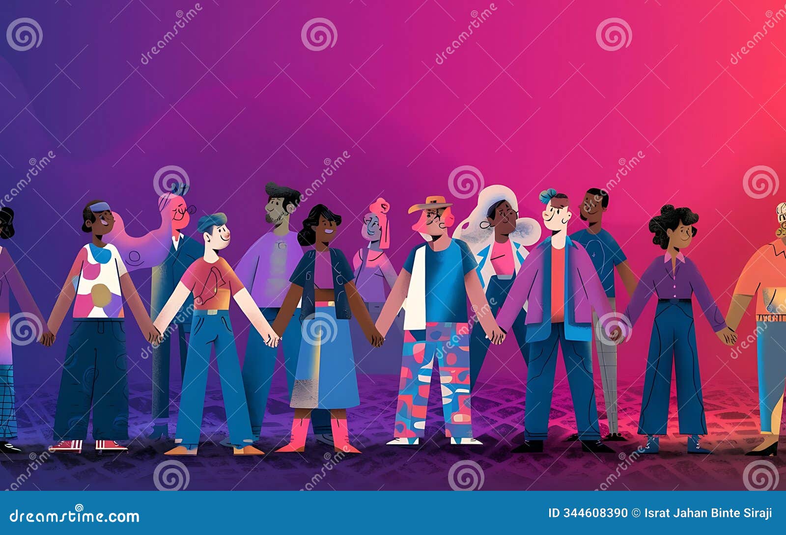 Diverse Group of People Holding Hands Against an Abstract Gradient ...