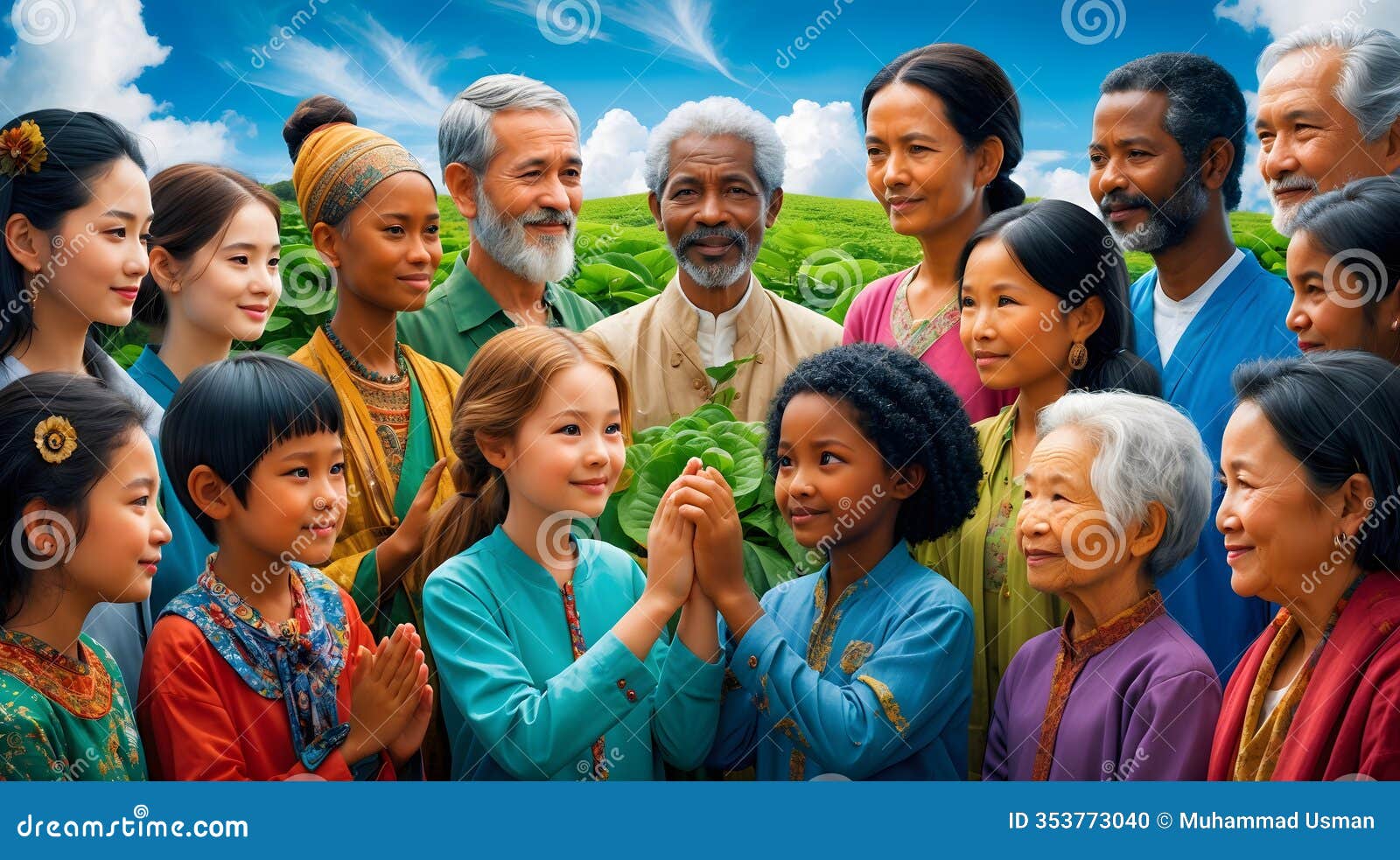 Diverse Group of People Holding Hands in Unity Outdoors ...