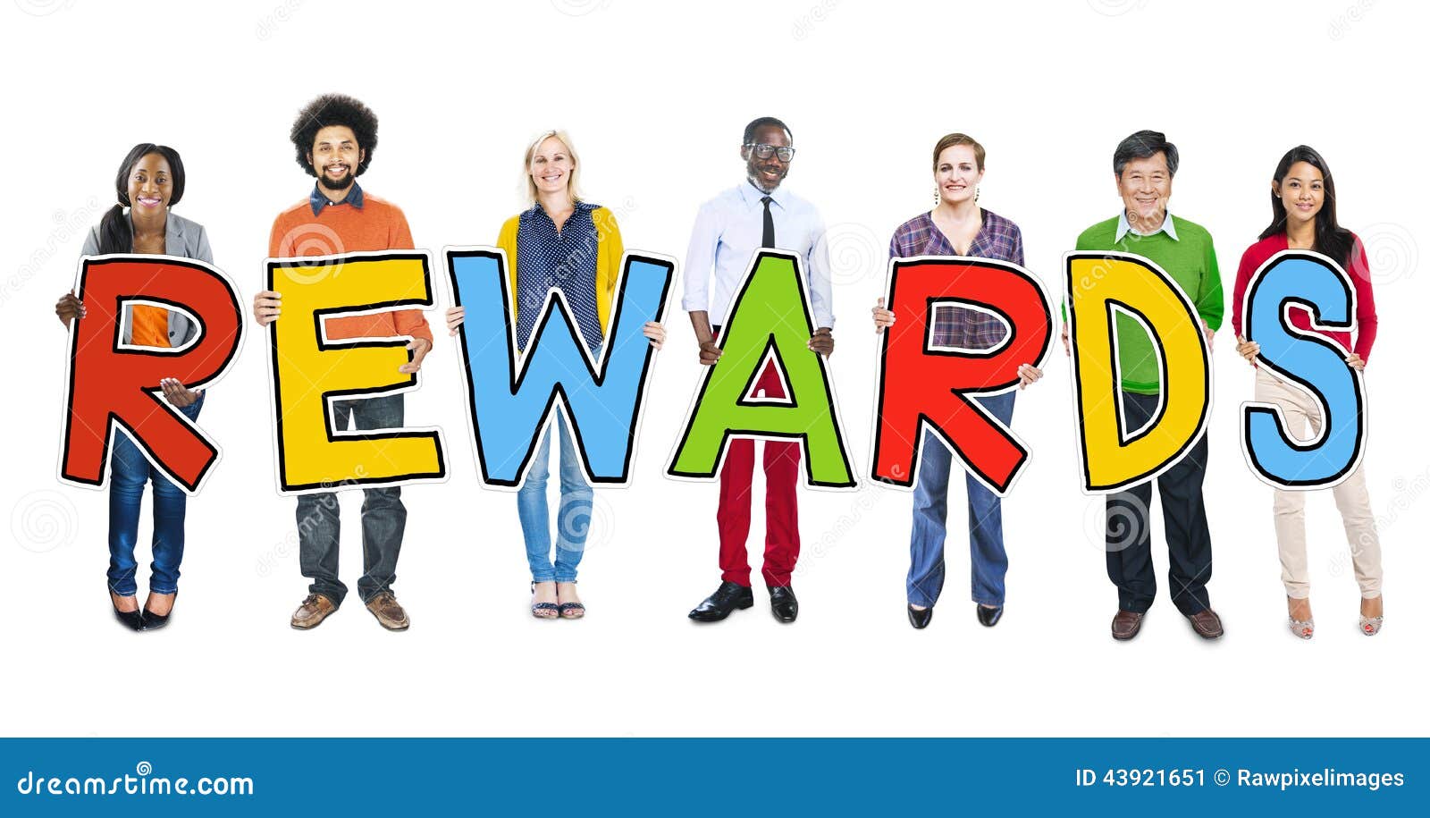 Diverse Group of People Holding Text Rewards Stock Image - Image of ...