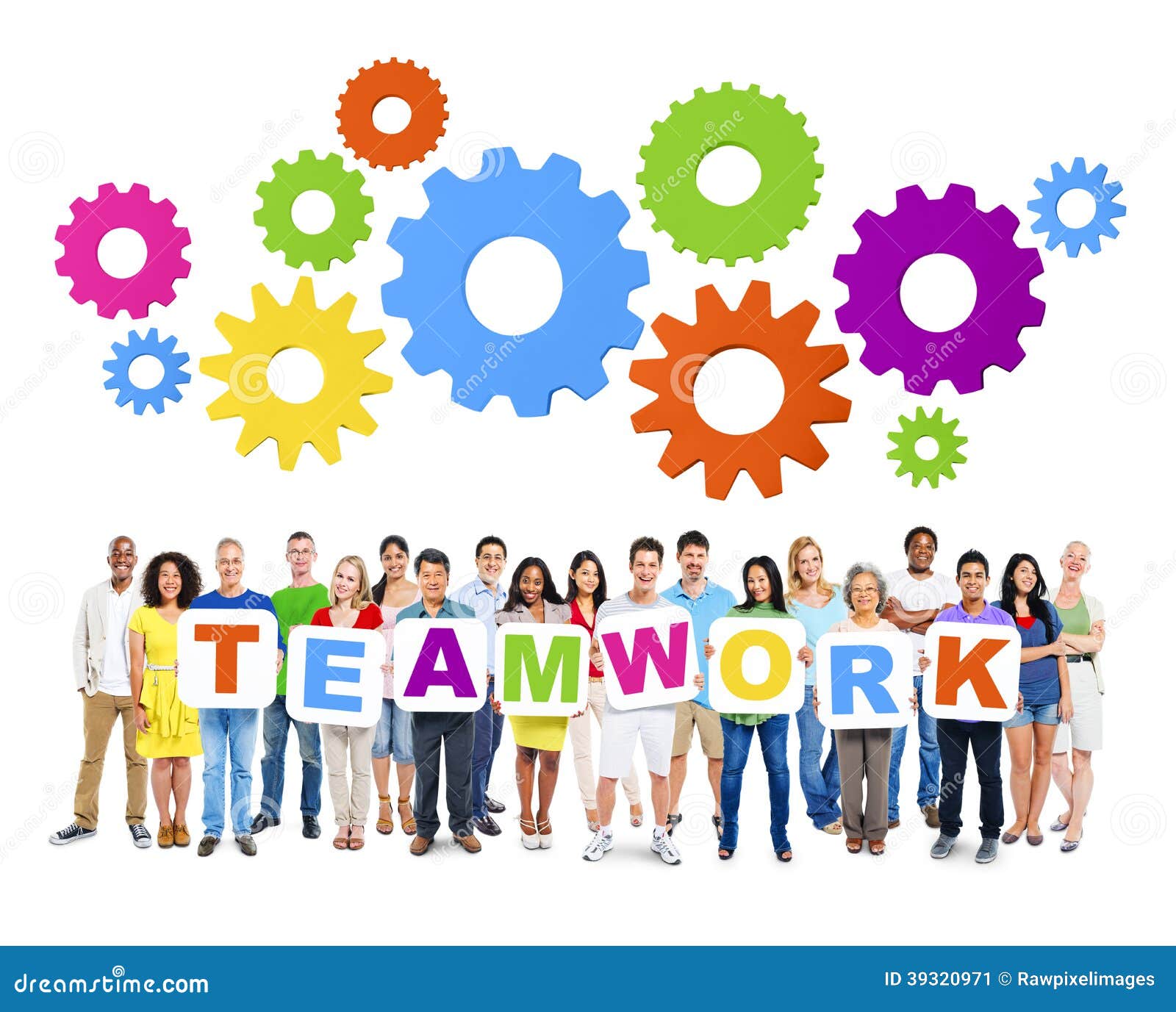 Diverse Group of People Holding Word Teamwork Stock Image - Image of ...