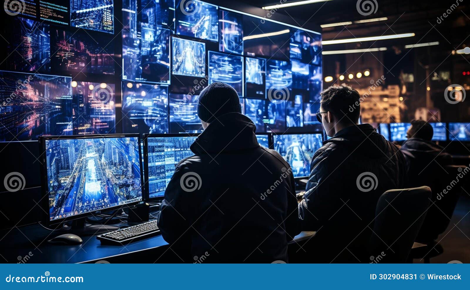 Diverse Group of People Intently Observing a Wall of Interconnected ...