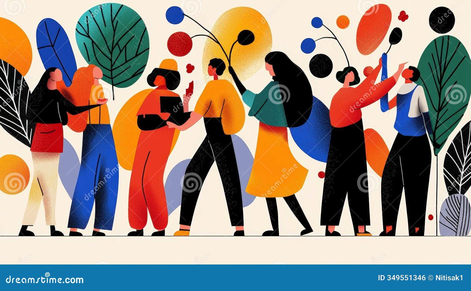 Diverse Group of People Interacting Together Stock Illustration ...