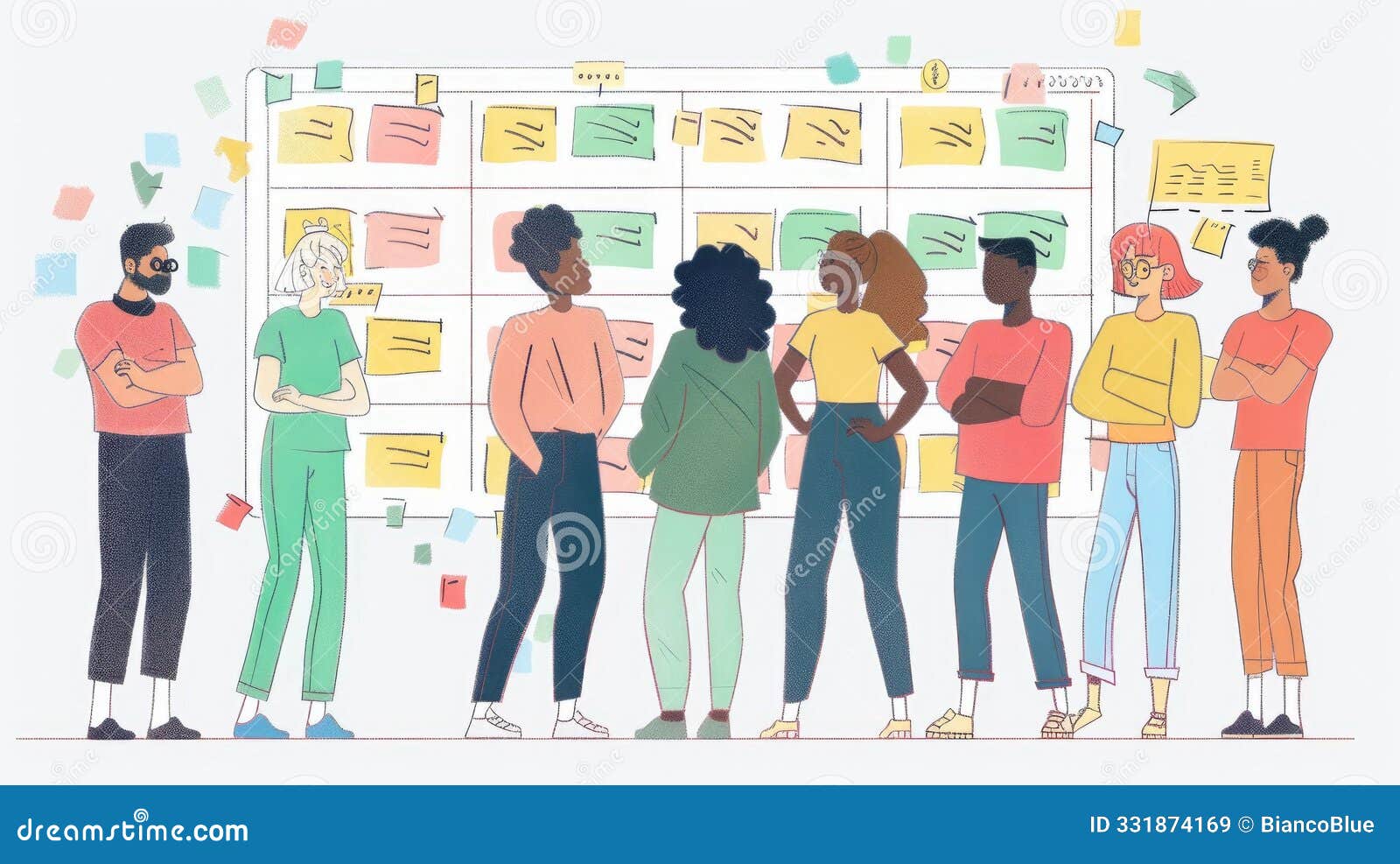 Diverse Group of People Looking at a Project Management Board with ...