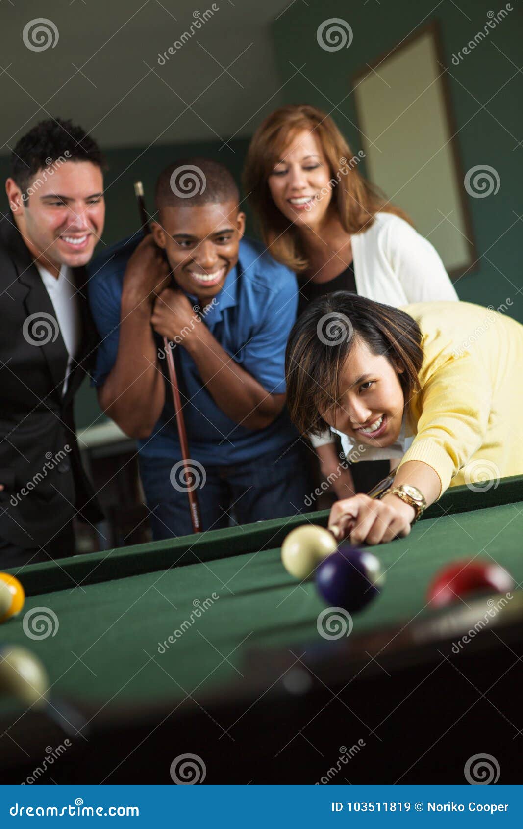 Diverse Group of People Playing Pool. Stock Image - Image of taking ...