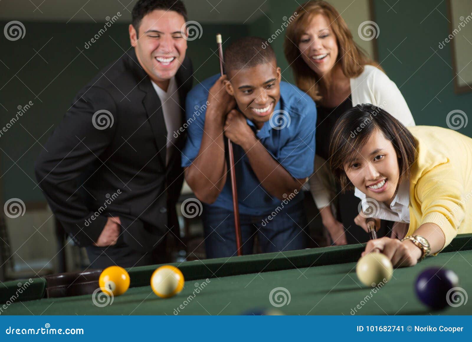 Diverse Group of People Playing Pool. Stock Image - Image of table ...
