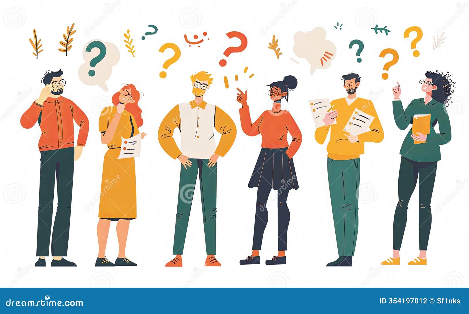 A Diverse Group of People Ponder Questions Together, Showcasing ...