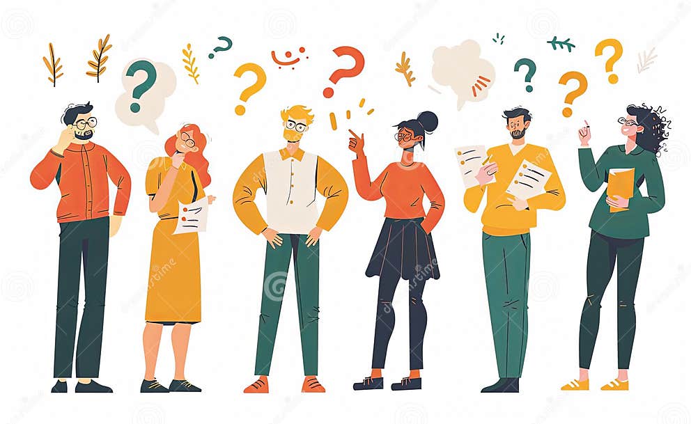 A Diverse Group of People Ponder Questions Together, Showcasing ...