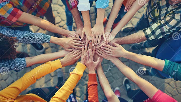 A Diverse Group of Individuals Coming Together, Holding Hands in Unity ...