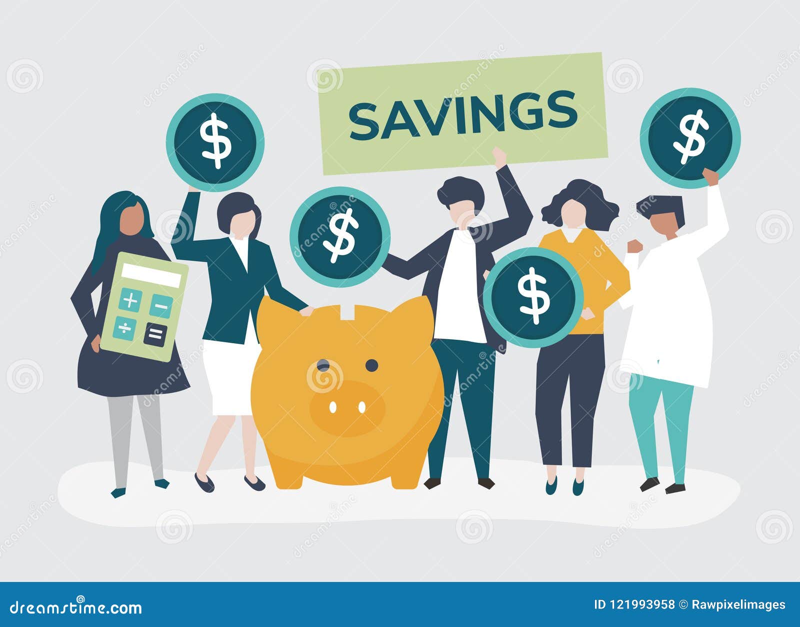 Diverse Group of People and Savings Concept Illustration Stock Vector ...
