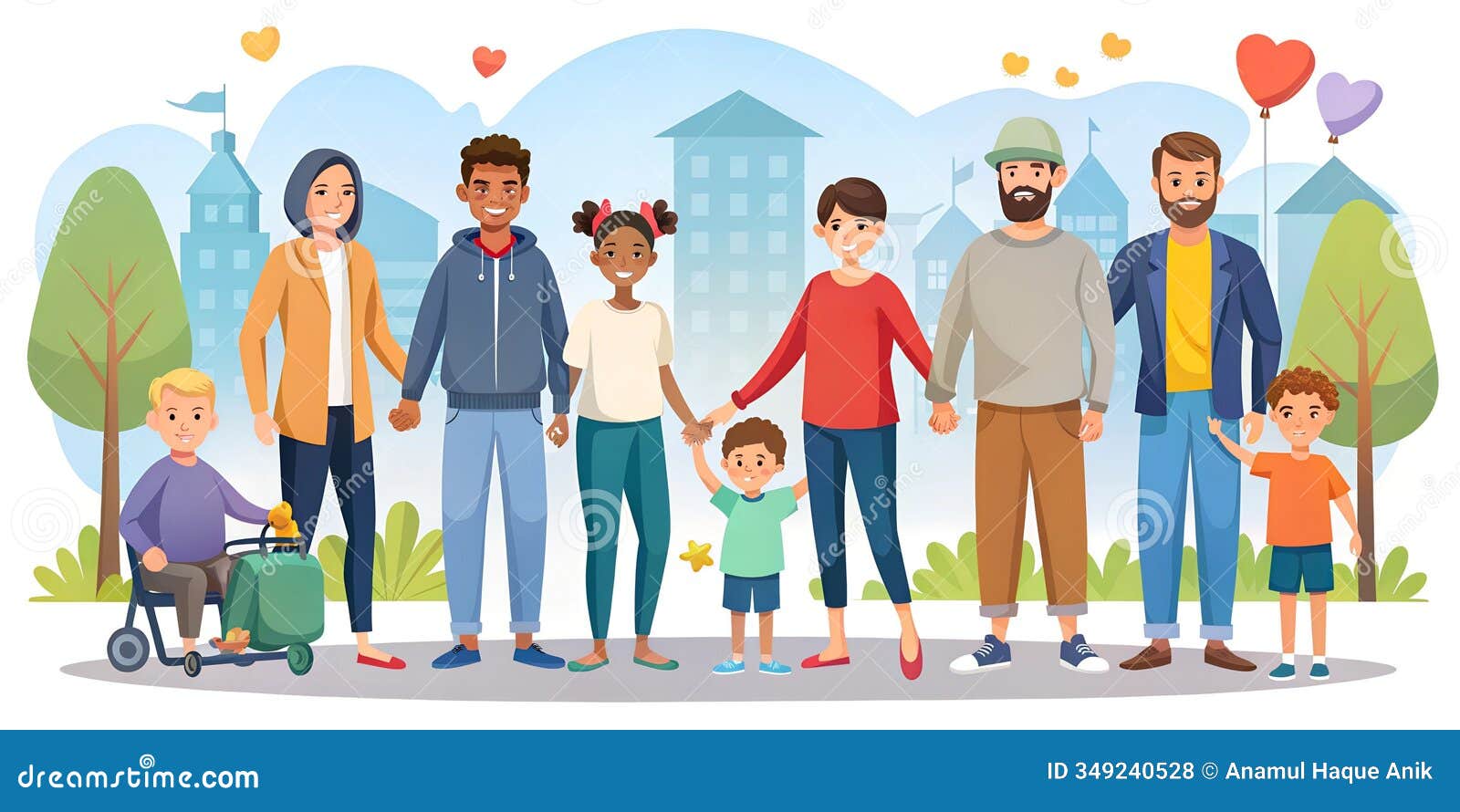 Diverse Group of People Smiling and Holding Hands Stock Illustration ... Diverse Group of People Smiling and Holding Hands Stock Illustration ...
