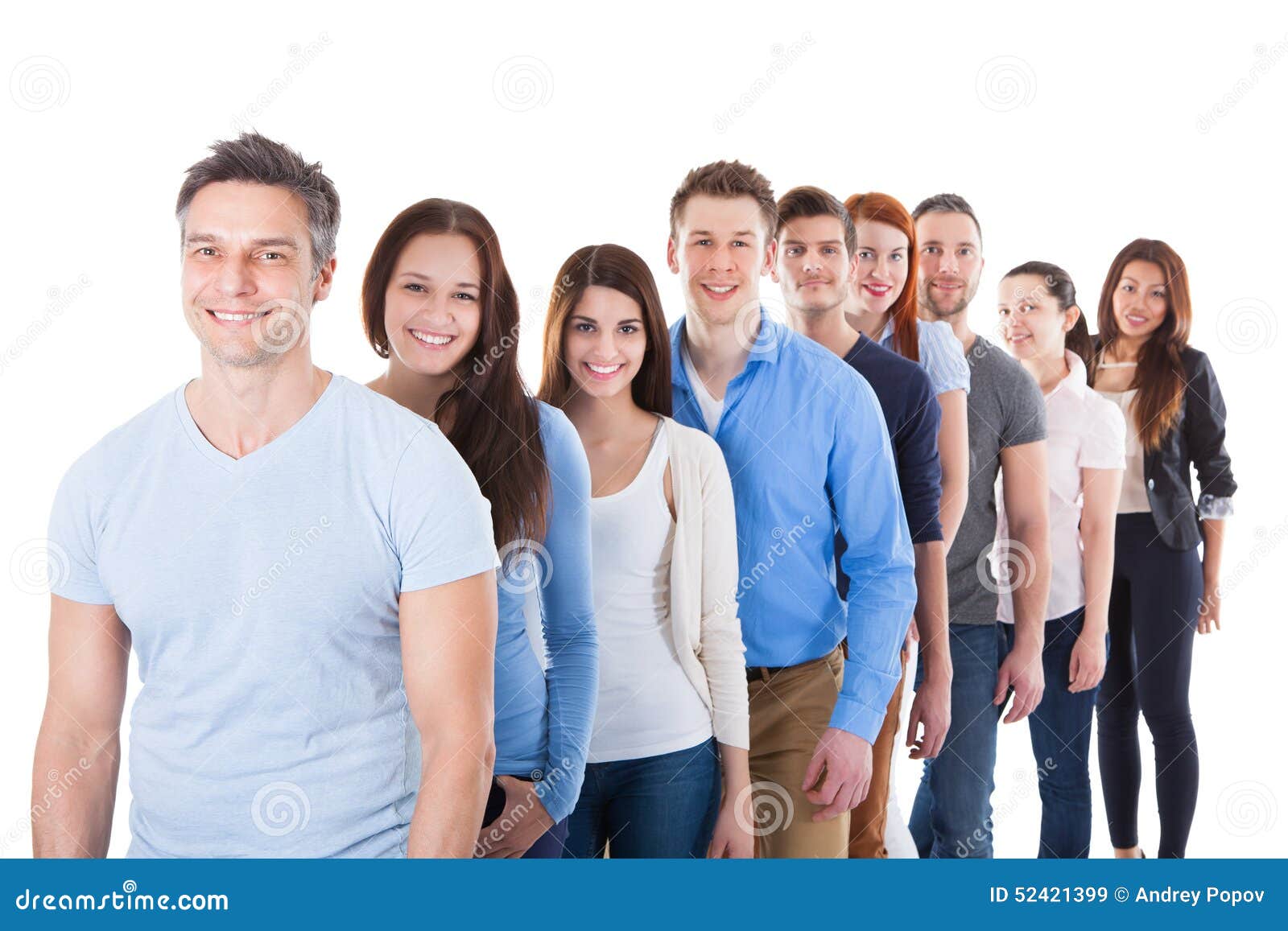 Diverse Group of People Standing in Row Stock Image - Image of smile ...