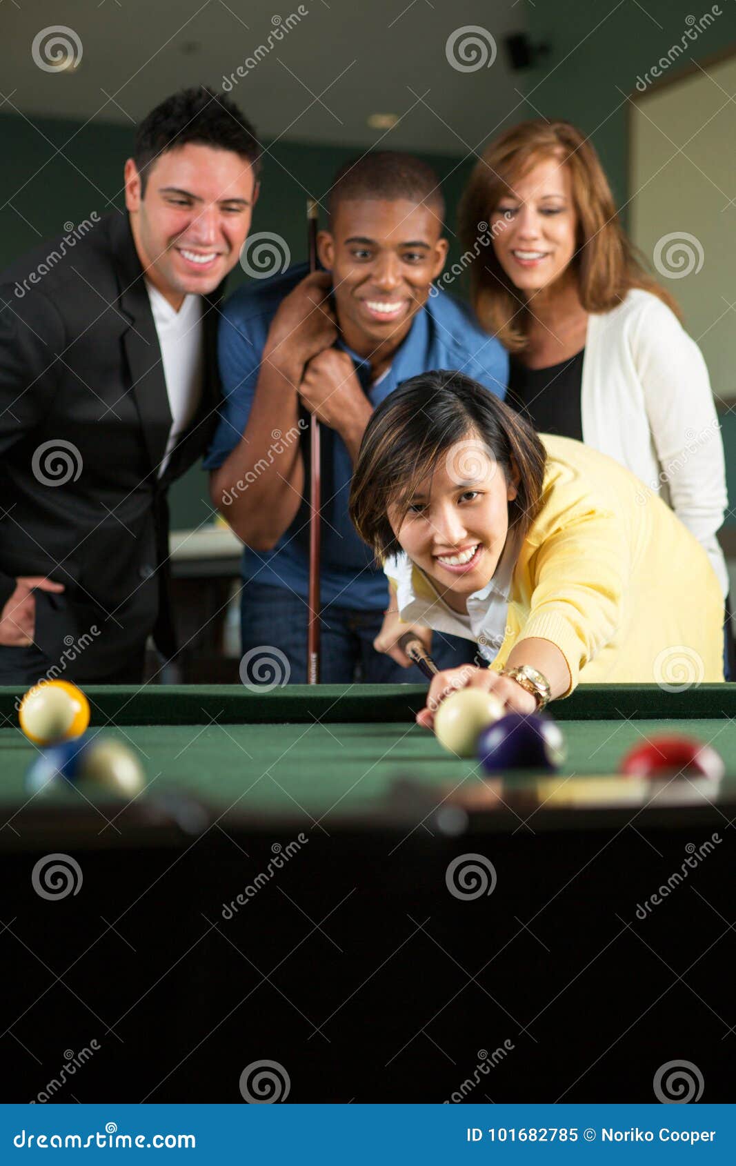 Diverse Group of People Playing Pool. Stock Image - Image of friendship ...