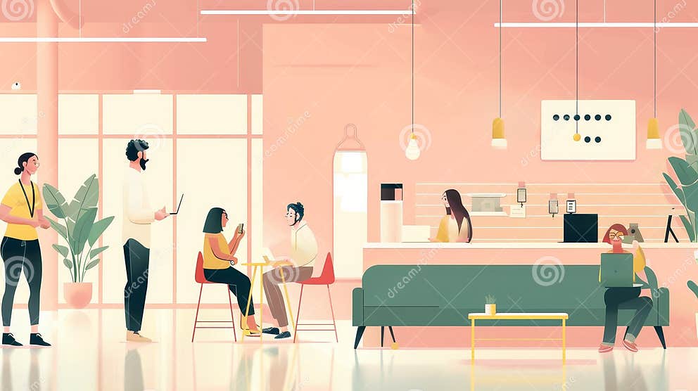 Modern Office Interior with Diverse Team Collaborating a Diverse Group ...