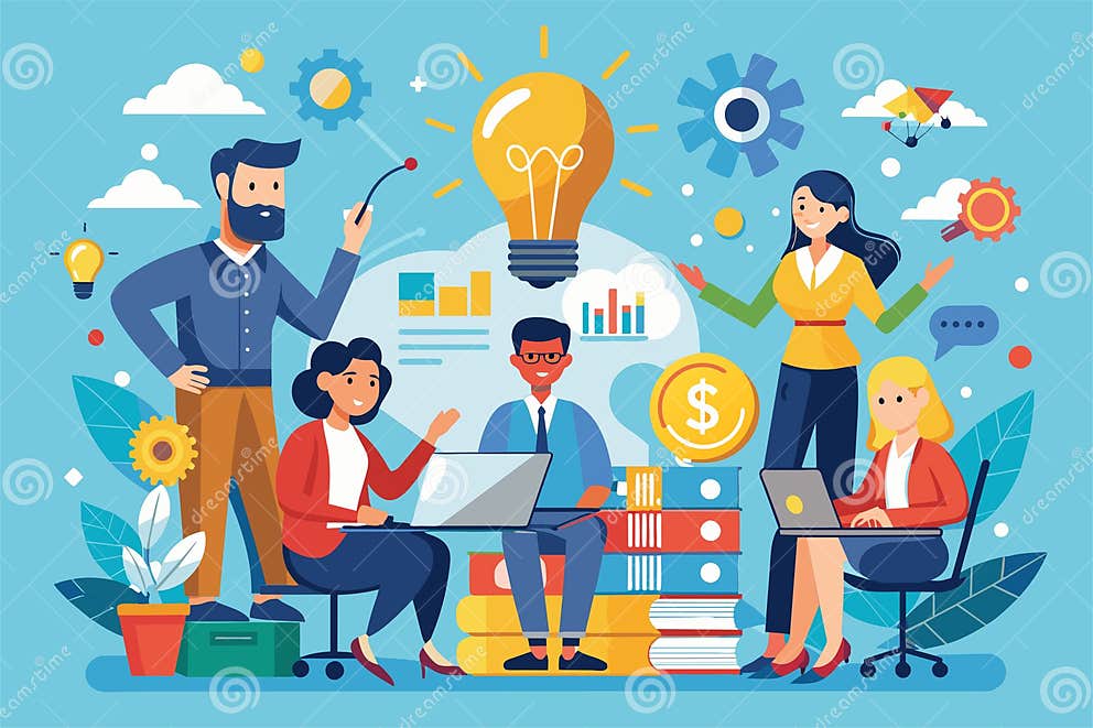 A Diverse Group of Professionals Engages in Teamwork and Creativity while Sharing Ideas and ...