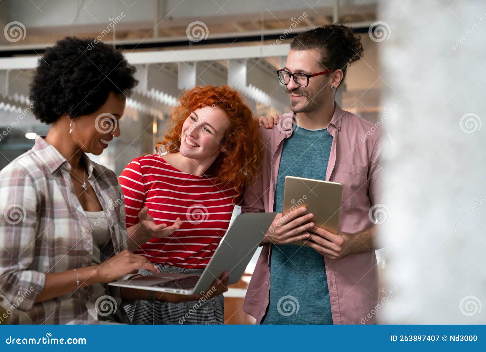 Diverse Group of Professionals Meeting in Office. it Programmers Use ...