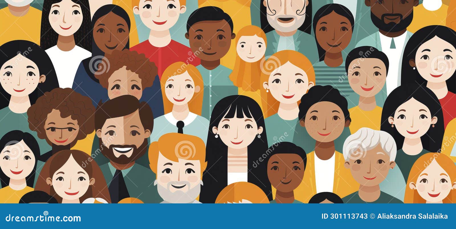 Diverse Group Seamless Pattern, Minimal Faceless Characters, Inclusive ...