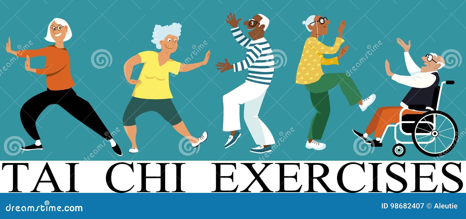 Tai Chi Exercises stock vector. Illustration of vector - 98682407