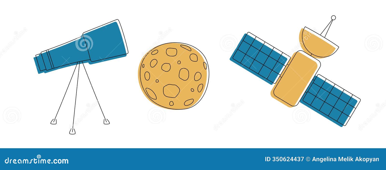 Diverse Group of Space Objects Stock Illustration - Illustration of ...