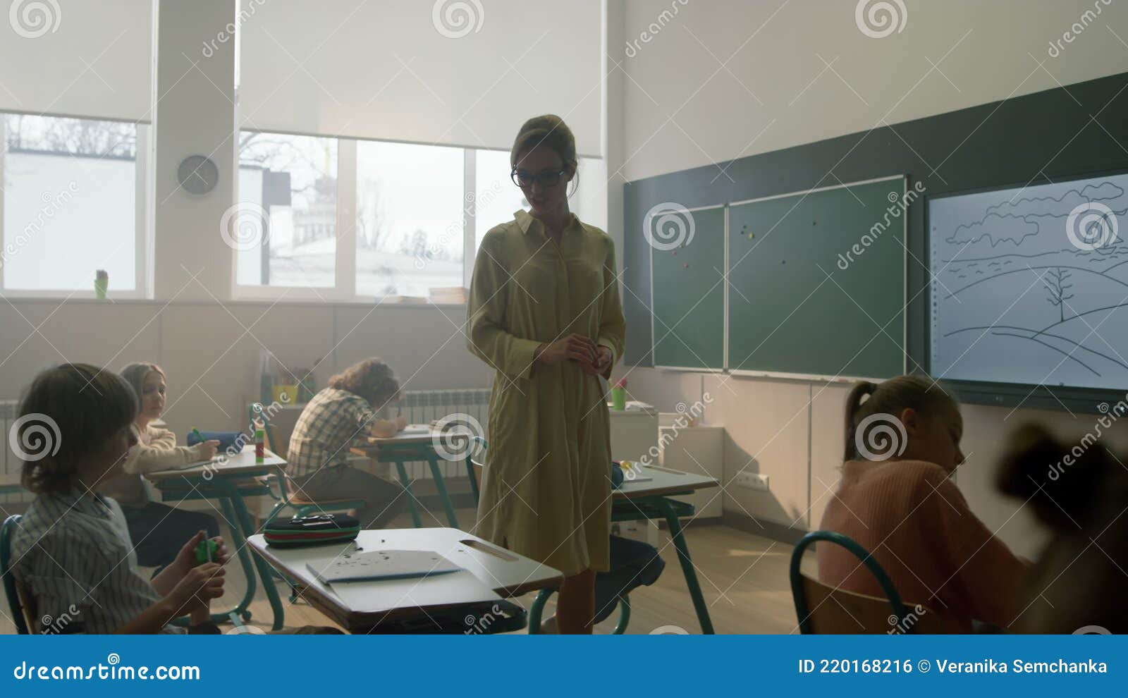 Students Doing Test at Lesson. Classmates Learning Together at ...