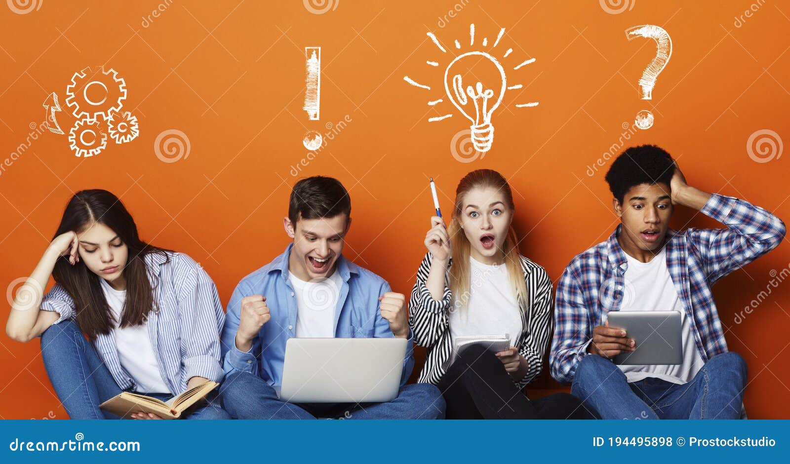 Diverse Group of Students Getting Ready for Exams Stock Photo - Image ...