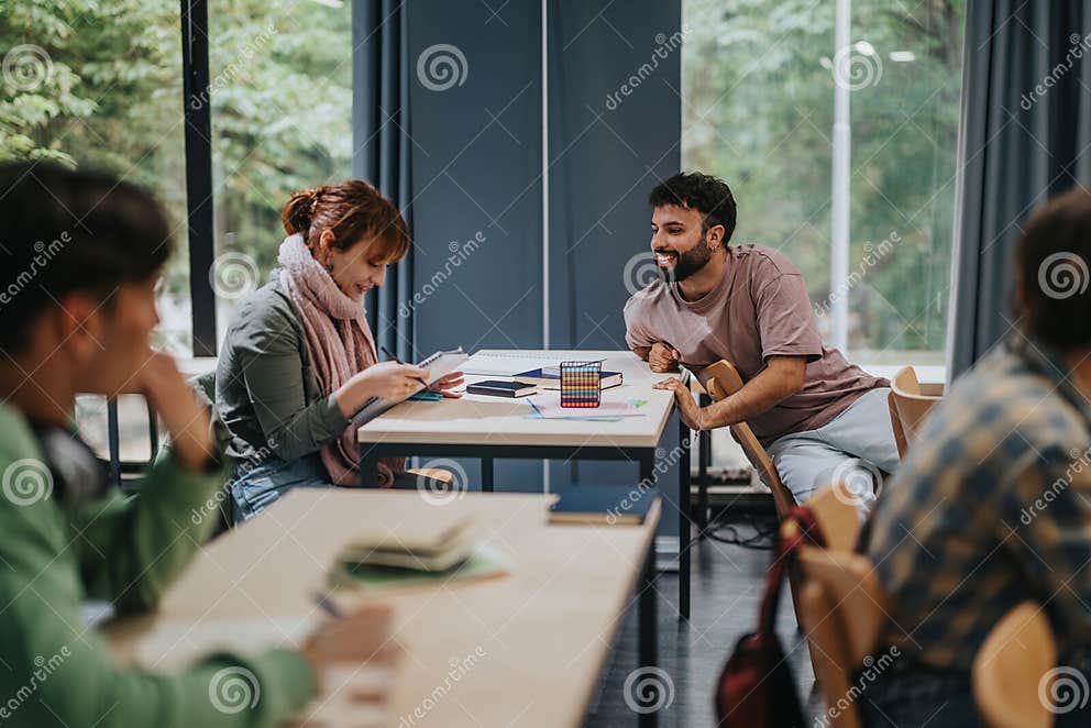 Students Engaging with Professor in a Collaborative Classroom Setting Stock Photo - Image of ...